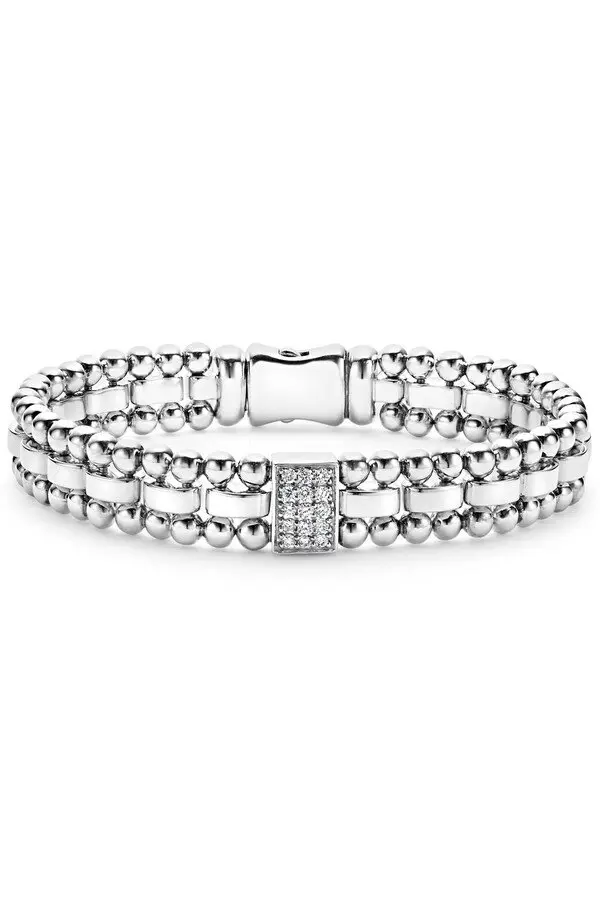 Lagos Caviar Spark Diamond Link Bracelet - Silver
