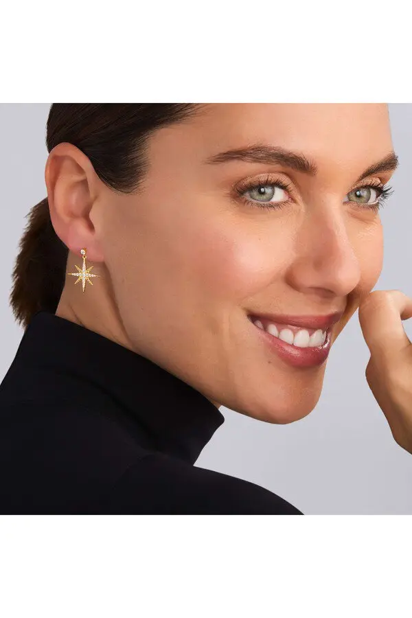 Lagos 18k Yellow Diamond Star Drop Earrings