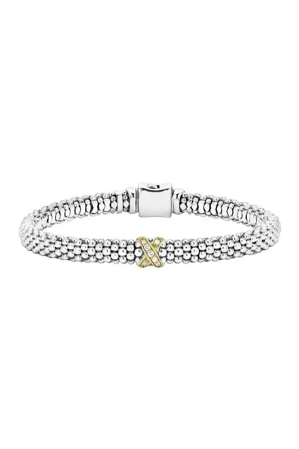 Lagos Embrace Single Station Two-tone Diamond Bracelet - Gold