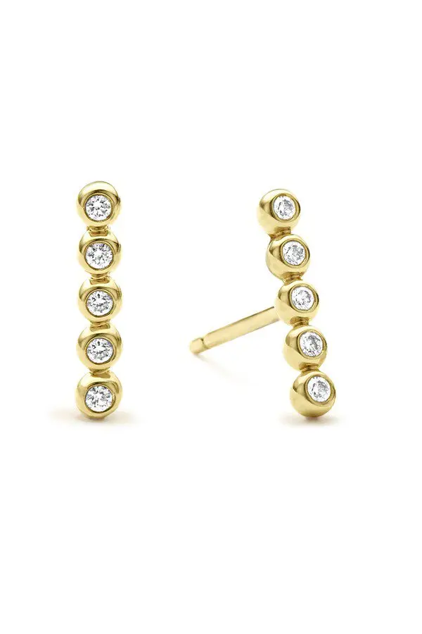 Lagos Ksl 18k Diamond Bar Stud Earrings - Gold