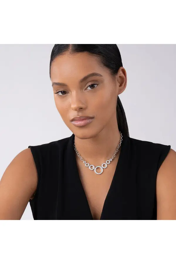 Lagos Caviar Spark Seven Circle Diamond Link Necklace