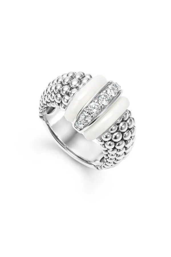 Lagos Caviar Diamond Ring - White