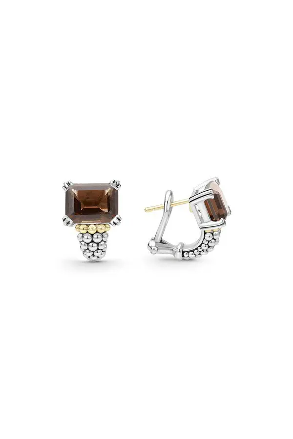 Lagos Glacier Smokey Quartz Huggie Earring - Gold