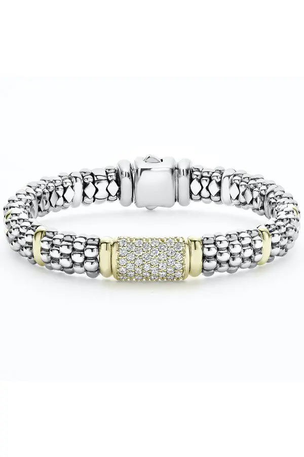 Lagos Signature Caviar Two-tone Diamond Bracelet - Gold