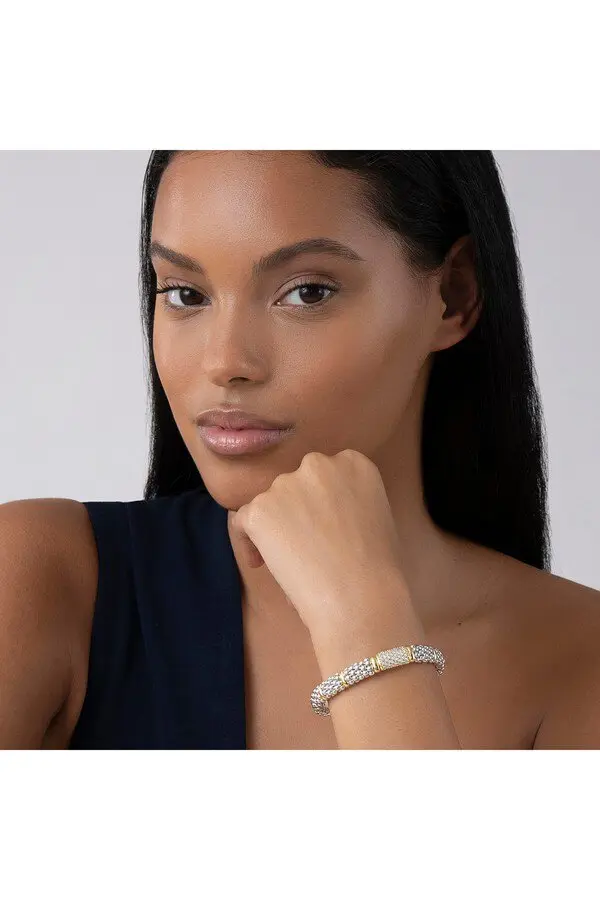 Lagos Signature Caviar Two-tone Diamond Bracelet