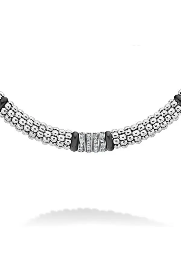 Lagos Caviar Diamond Caviar Necklace - Black