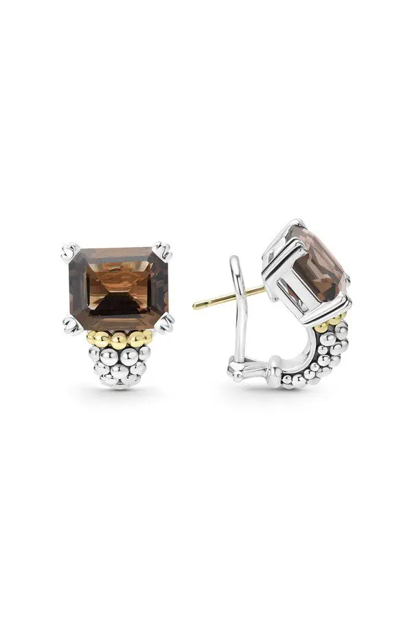Lagos Glacier Smokey Quartz Huggie Earrings - Gold
