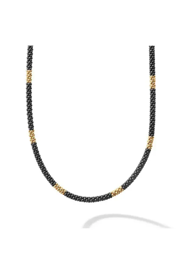 Lagos Black Caviar 18k Ceramic Beaded Necklace - Gold
