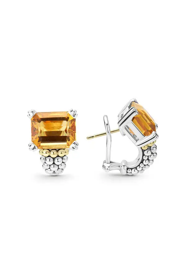 Lagos Glacier Large Citrine Huggie Earrings - Gold