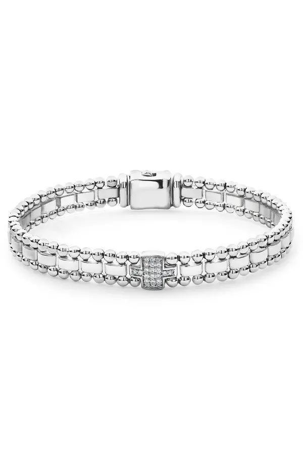 Lagos Caviar Spark Diamond Link Bracelet - Silver