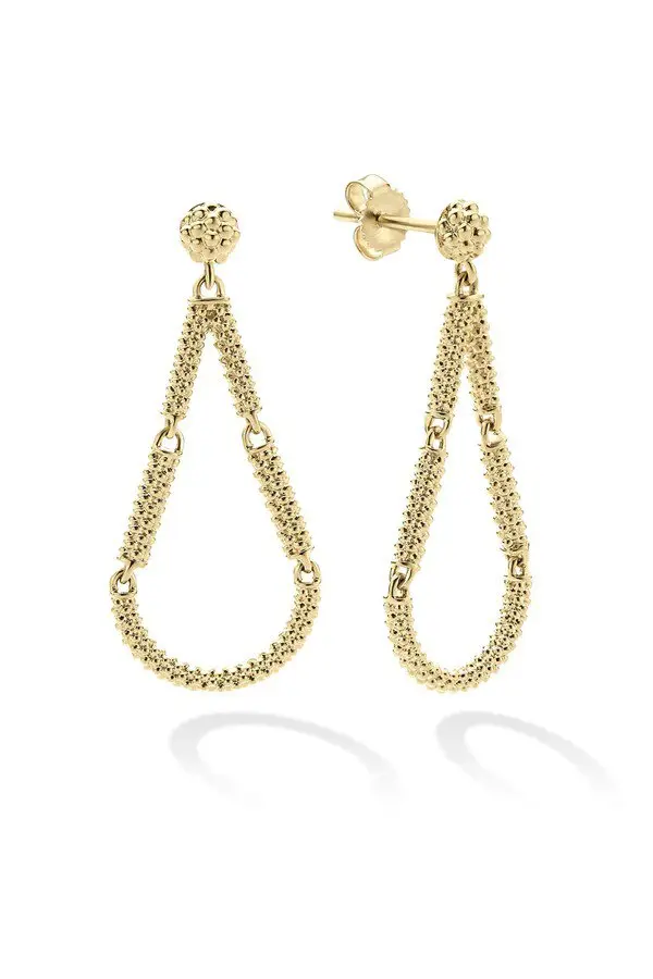 Lagos Signature Caviar Petite Tear Drop Earrings - Gold