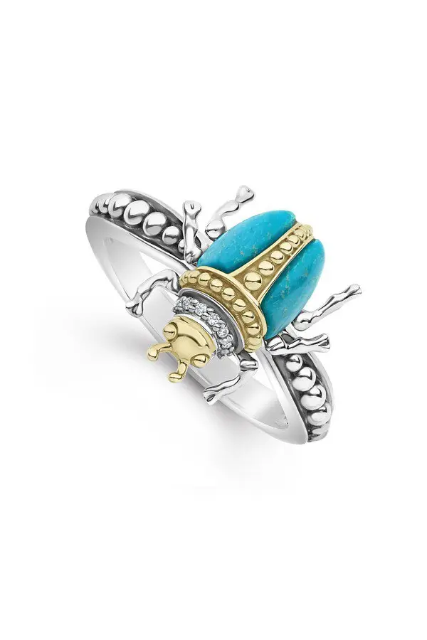 Lagos Rare Wonders Turquoise Beetle Diamond Ring - Gold