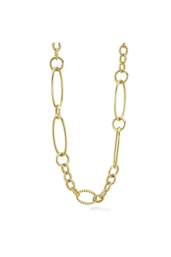 Lagos Signature Caviar Link Necklace - Gold