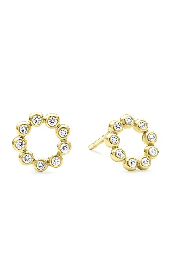 Lagos Ksl 18k Circle Diamond Stud Earrings - Gold