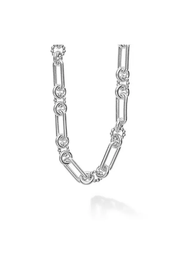 Lagos Signature Caviar Link Necklace - Silver
