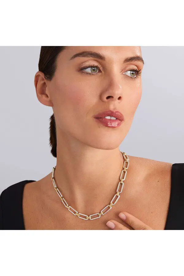 Lagos Signature Caviar Two-tone Link Necklace - Gold