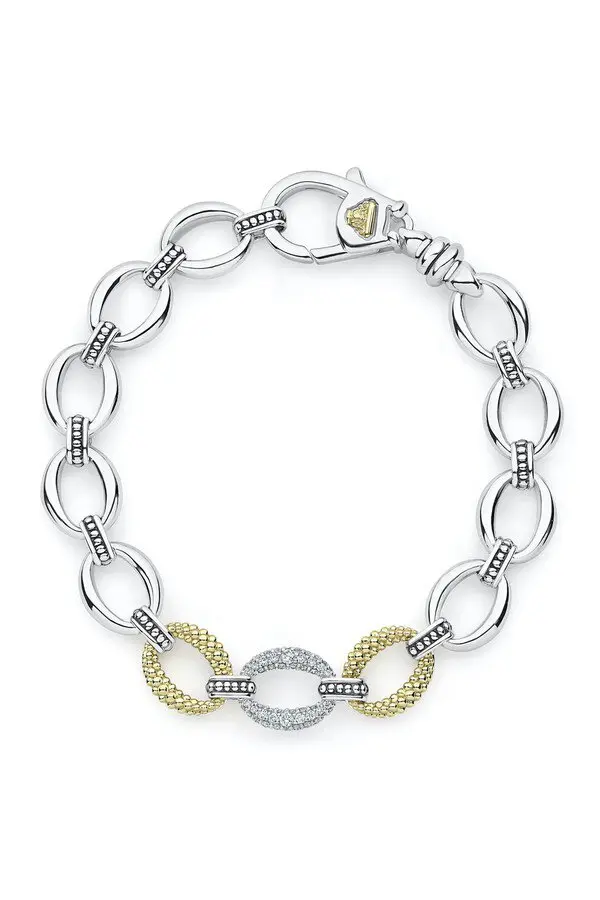 Lagos Caviar Lux Diamond Link Bracelet - Gold