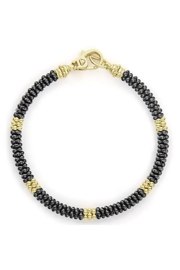 Lagos Black Caviar 18k Ceramic Beaded Bracelet - Gold