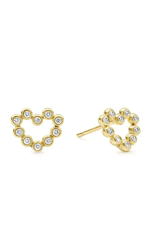 Lagos Ksl 18k Diamond Heart Stud Earrings - Gold