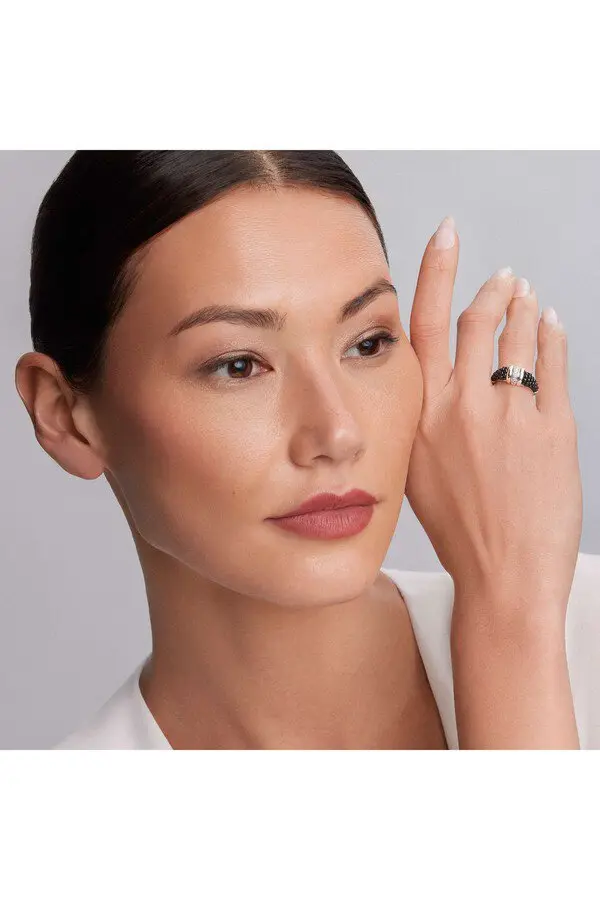 Lagos Caviar Ceramic Diamond Stacking Ring - Black