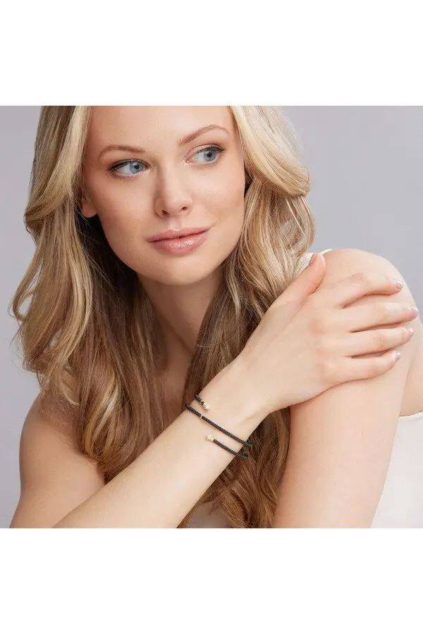 Lagos Caviar Ceramic Wrap Diamond Bracelet
