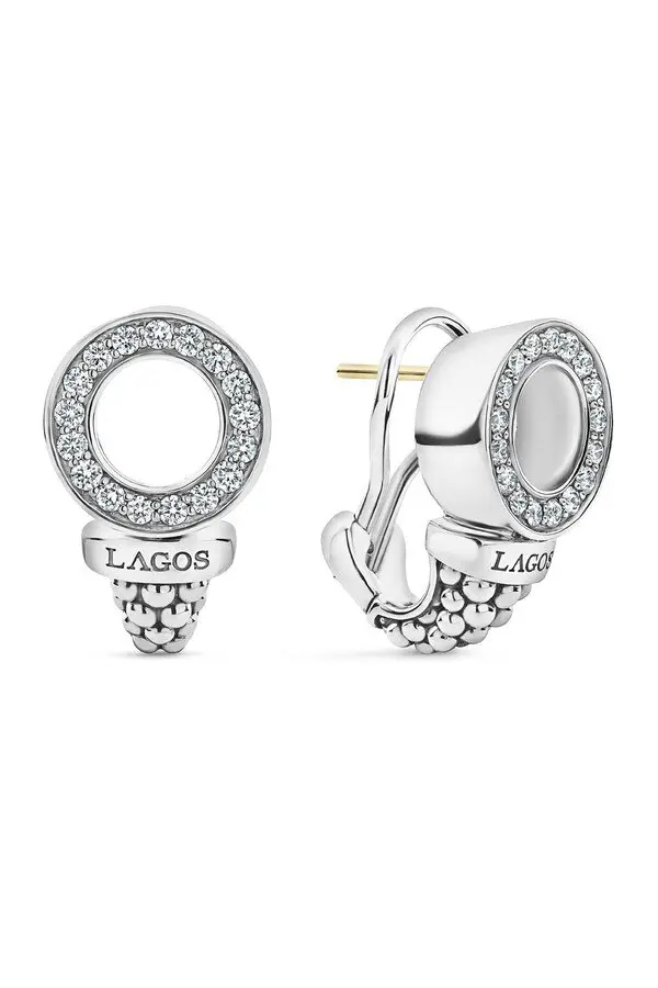 Lagos Caviar Spark Diamond Circle Earrings - Silver