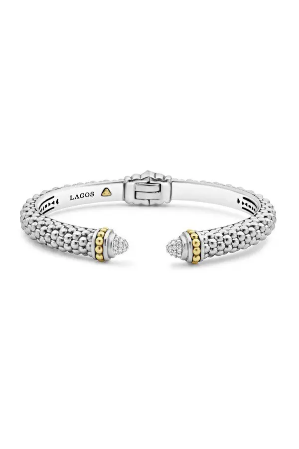 Lagos Caviar Lux Diamond Cuff Bracelet | 8mm - Gold