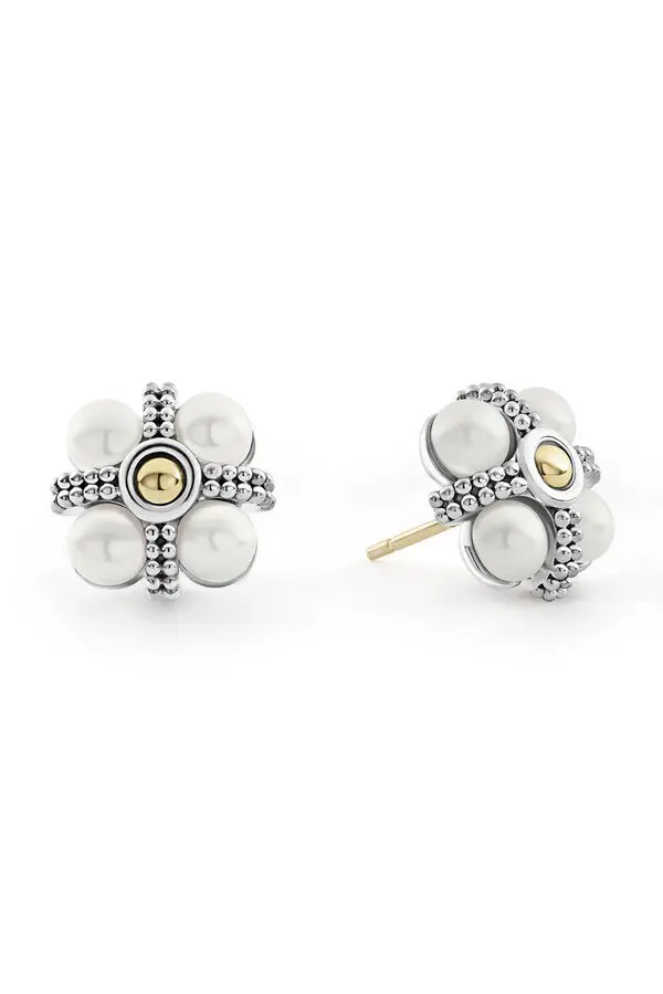 Lagos Luna Caviar Pearl Stud Earrings - Gold