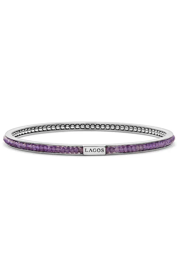 Lagos Caviar Icon Amethyst Bangle - Silver