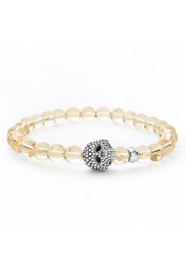Lagos Anthem Citrine Skull Bracelet - Silver