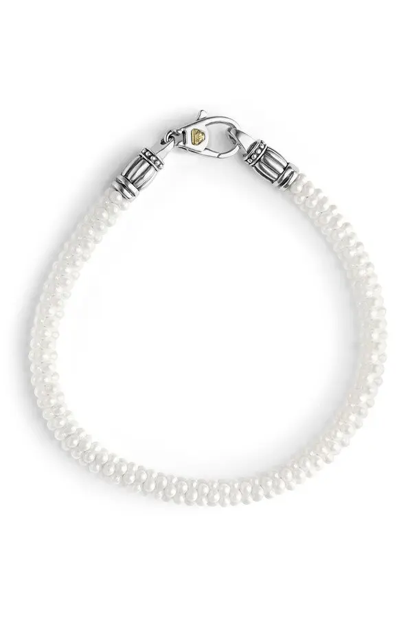 Lagos Caviar Ceramic Beaded Bracelet - White
