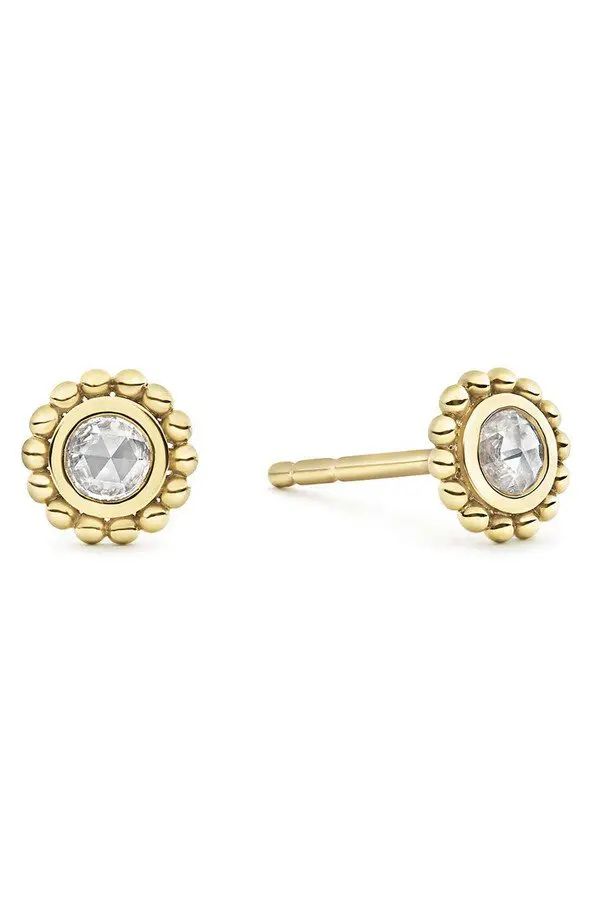 Lagos Covet Small Rose Cut Diamond Stud Earrings - Gold