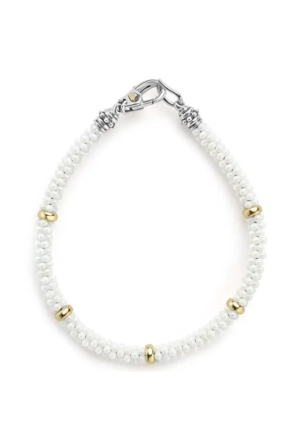 Lagos White Caviar And Station Bracelet - Gold
