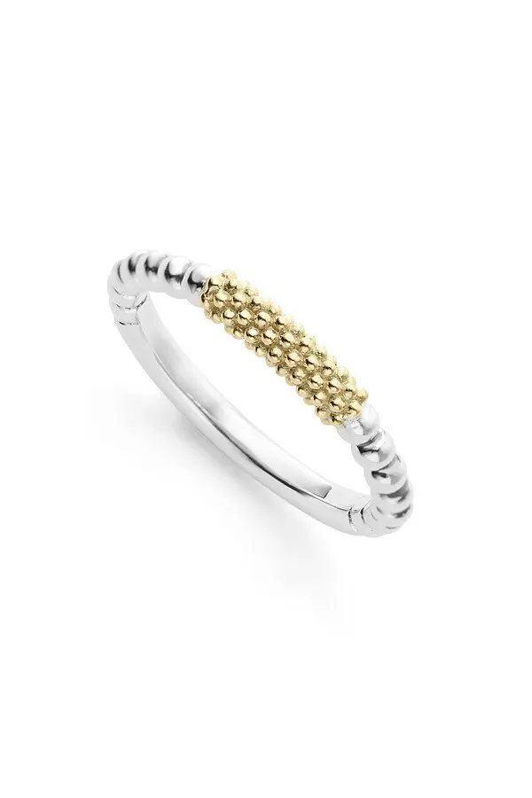 Lagos Caviar Icon Two-tone Stacking Ring - Gold