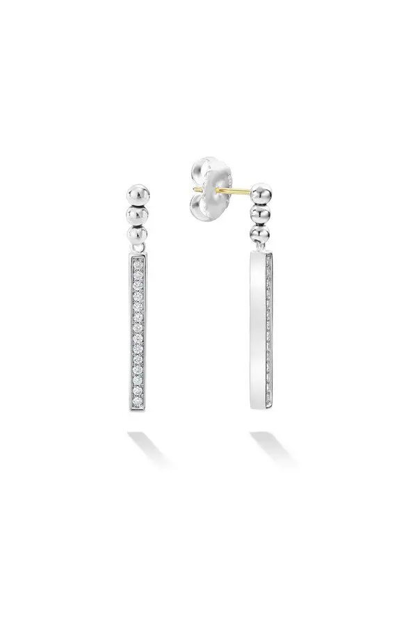 Lagos Caviar Spark Linear Diamond Drop Earrings - Gold