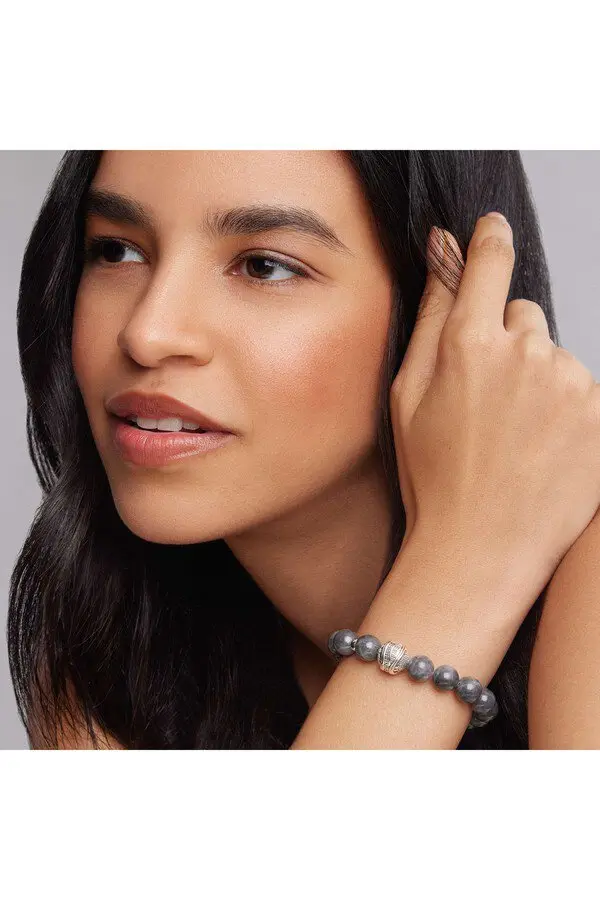 Lagos Keep Memory Alive Jade Station Bead Bracelet - Black