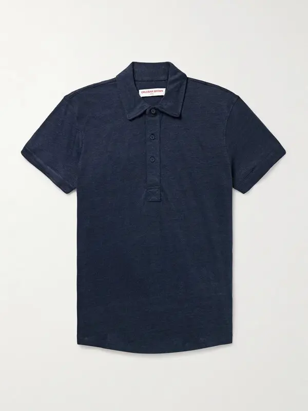 Orlebar Brown Sebastian Slim-fit Linen-jersey Polo Shirt - Blue