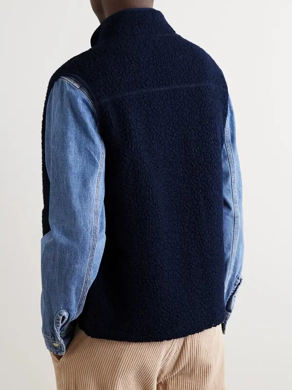 DRAKE'S Logo-embroidered Wool-blend Fleece Gilet