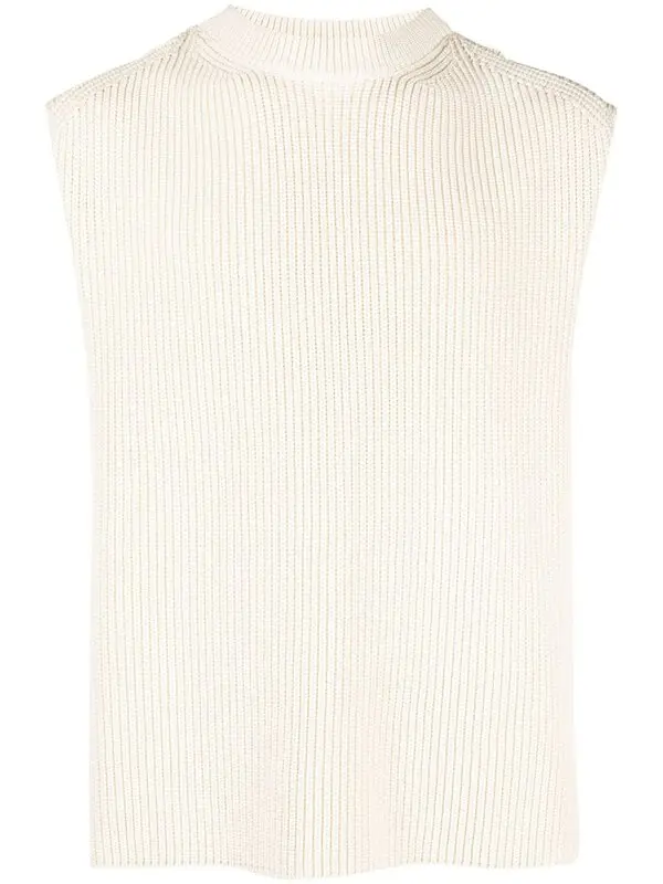 JIL SANDER Knitted Sleeveless Vest - White