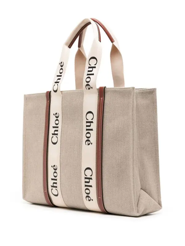 Chloé Woody Linen Tote Bag - Neutrals