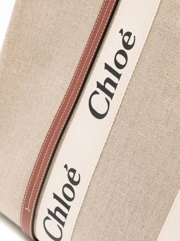 Chloé Woody Linen Tote Bag - Neutrals