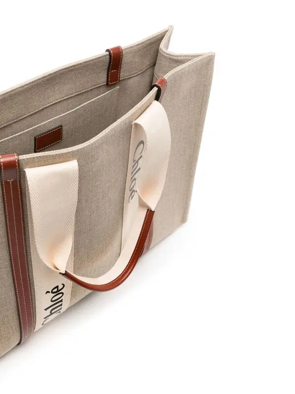 Chloé Woody Linen Tote Bag - Neutrals