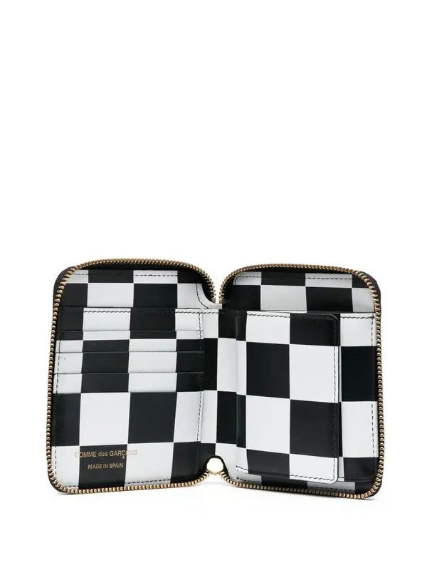 Comme Des Garçons Check-print Leather Wallet - Black