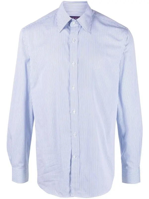 Ralph Lauren Purple Label Striped Cotton Shirt - Blue