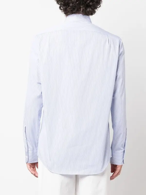 Ralph Lauren Purple Label Striped Cotton Shirt - Blue
