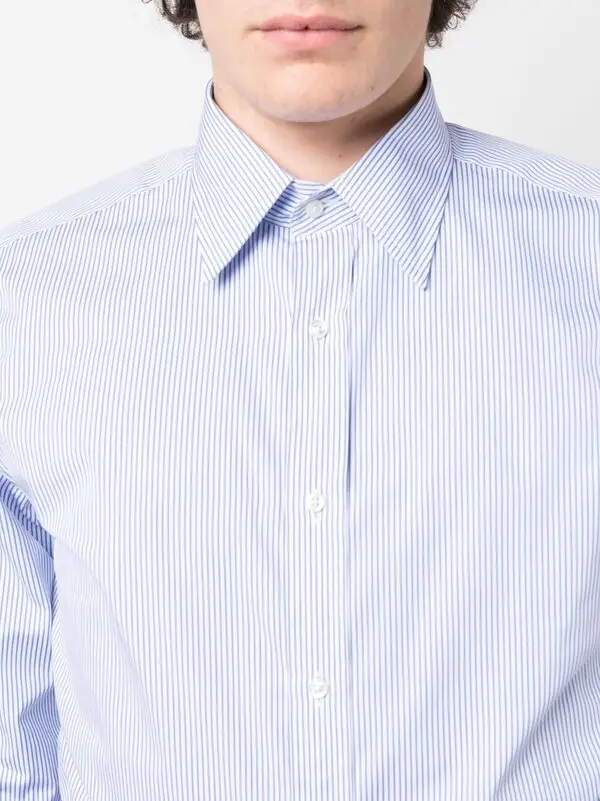 Ralph Lauren Purple Label Striped Cotton Shirt - Blue