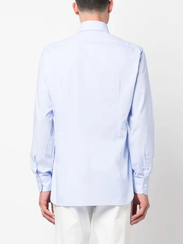 BARBA NAPOLI Spread-collar Cotton Shirt - Blue