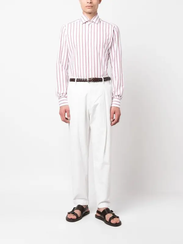 BARBA NAPOLI Stripe-print Cotton Shirt - Red