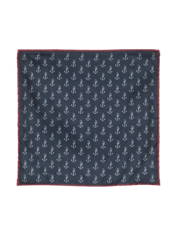 Brunello Cucinelli Anchor-print Silk Scarf - Blue