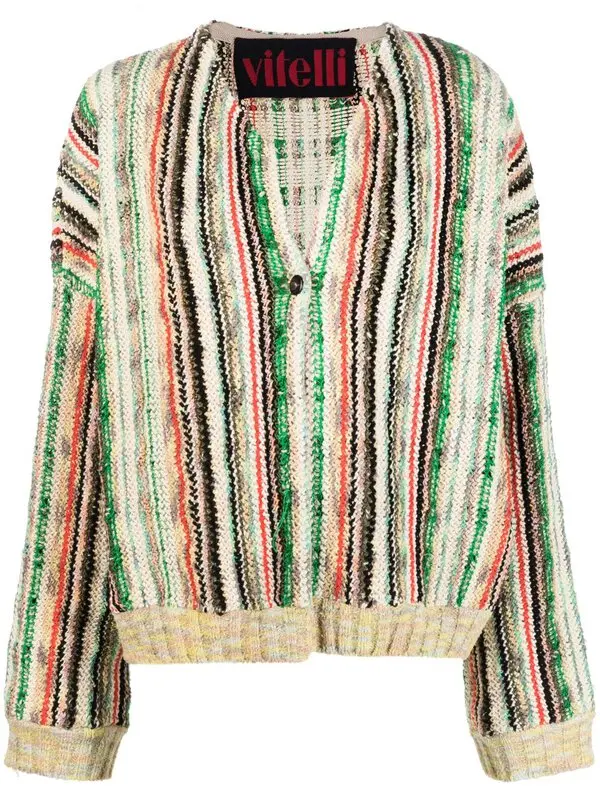 VITELLI Striped Knit Cardigan - Red